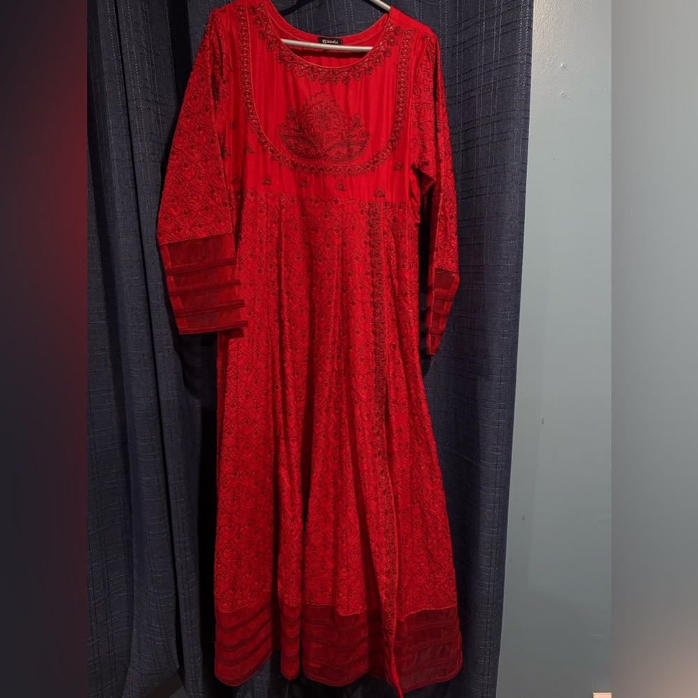 Red Embroidered Frock - Gem